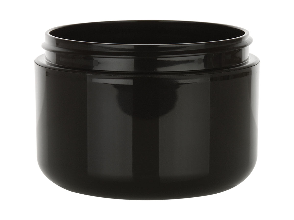 8 oz Black 89-400 Double Wall PP Plastic Jar Round Base - Citadel Packaging