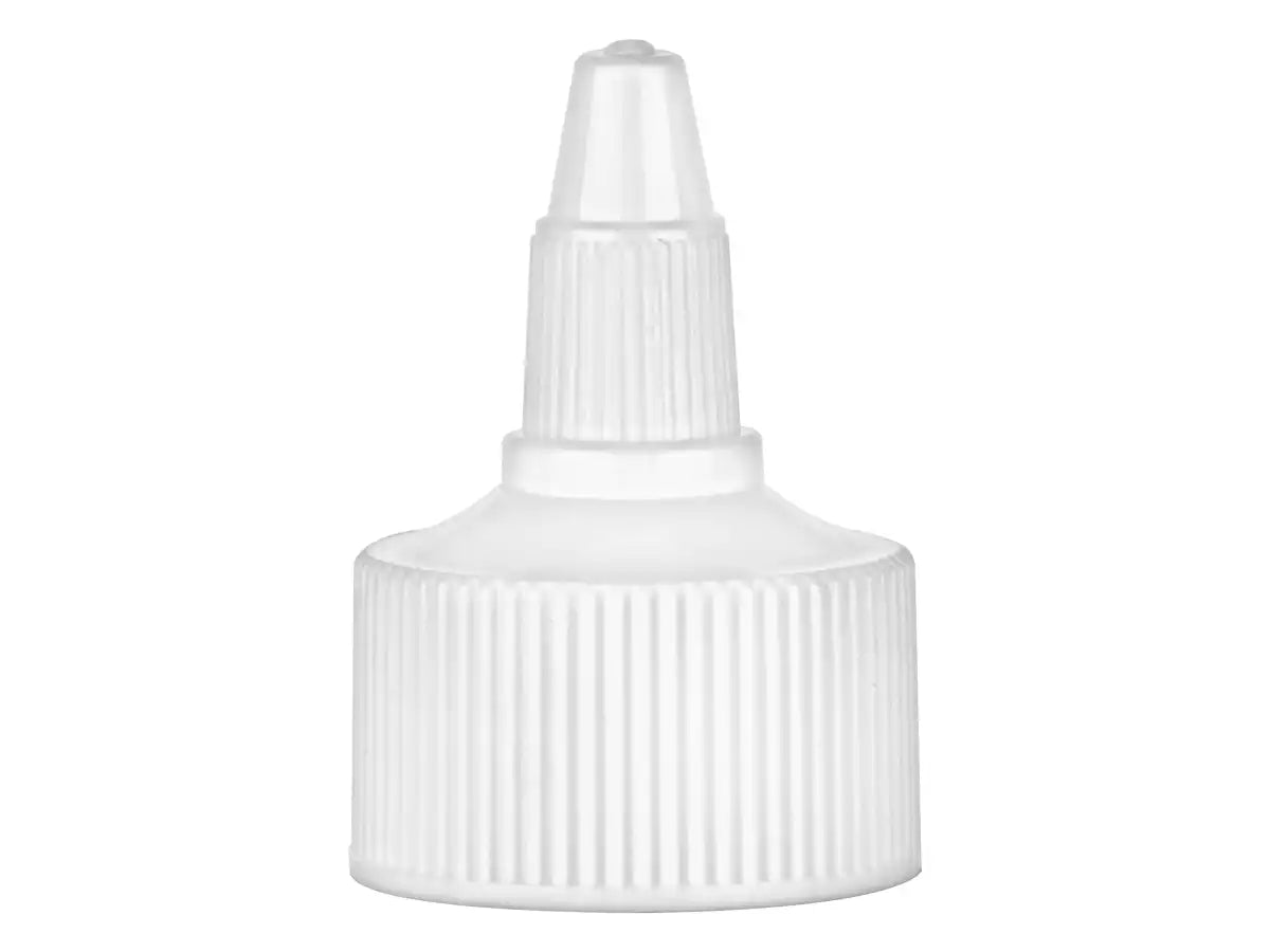 28-410 White Fine Ribbed Twist Open & Close Dispensing Closure PE Foam - Citadel Packaging
