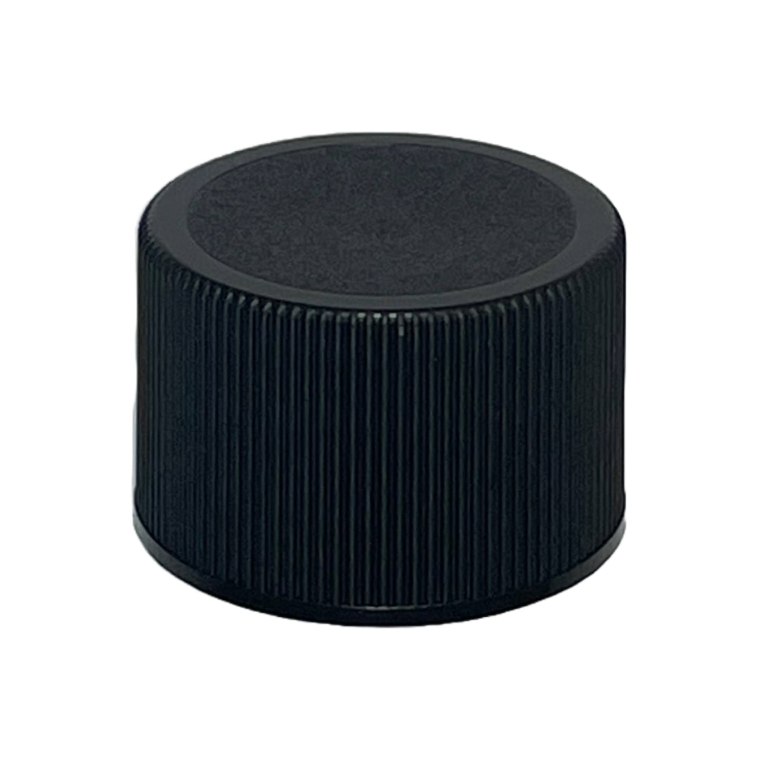 24-410 Black Ribbed Plastic Cap (Foam Liner) - Citadel Packaging