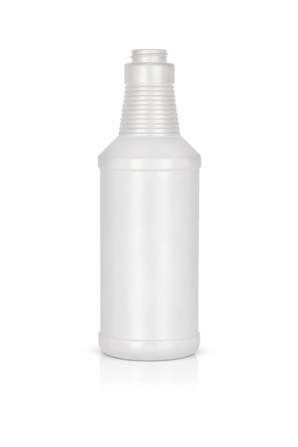 16 oz Natural 28-400 HDPE Carafe Style Round Ringed Neck Plastic Bottl ...