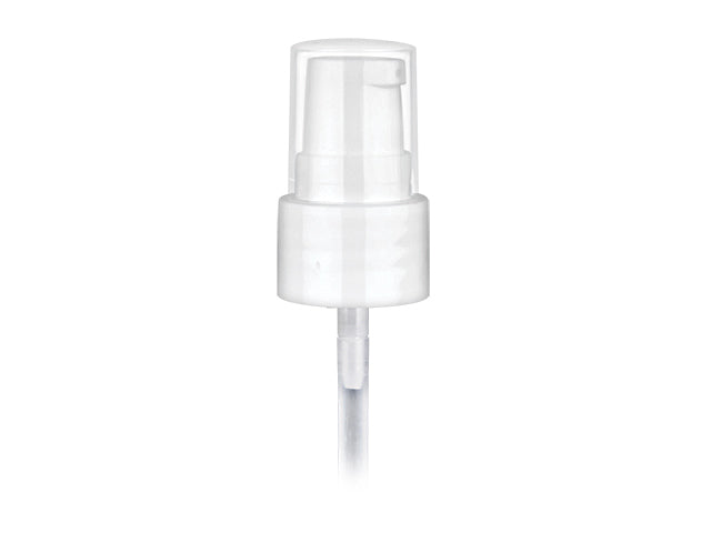 20-410 White Smooth Cosmetic Treatment Pump (4" Dip tube, 130mcl Outpu ...