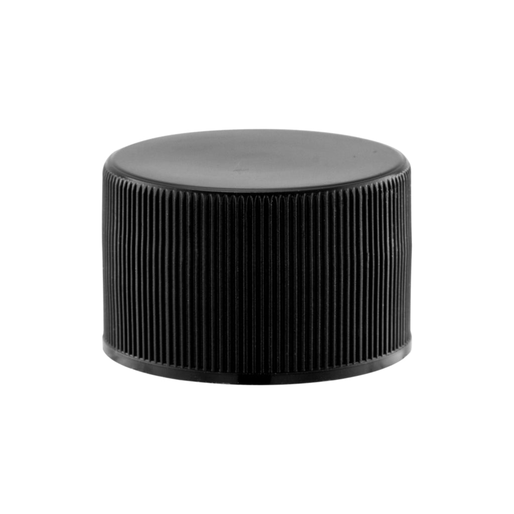 28-410 Black Ribbed Cap (Heat Induction Seal for PET) - Citadel Packaging